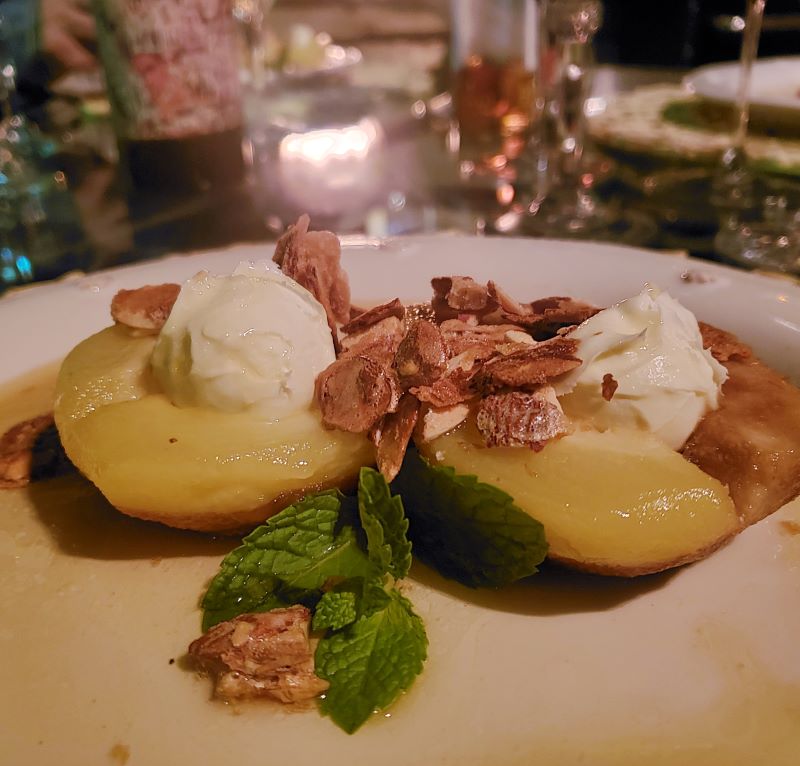 Amaretto Roasted Pears with Almond Crunch - Charlotte's Texas Hill Country
